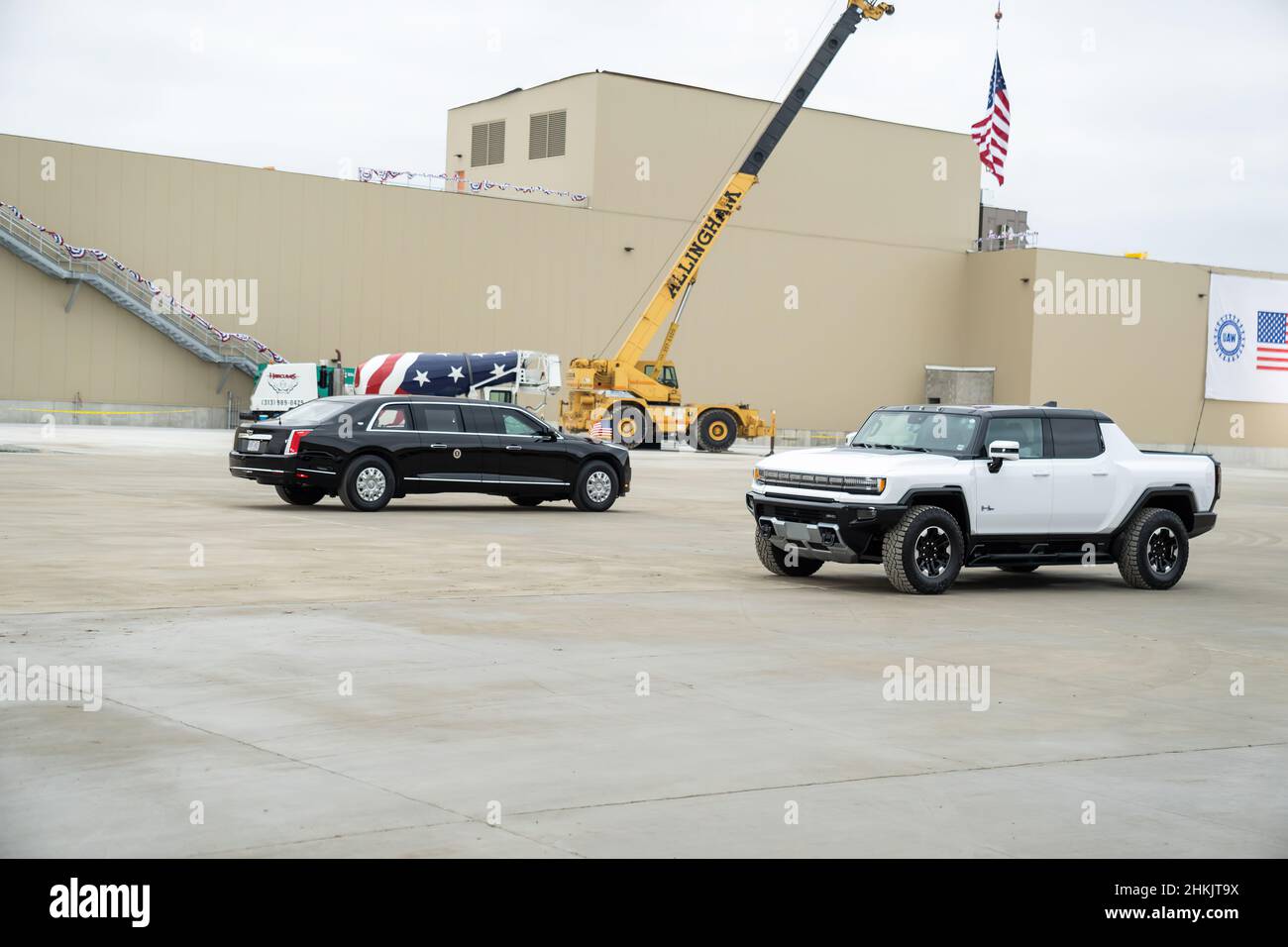 President Joe Biden test drives the Hummer EV during a tour of the ...