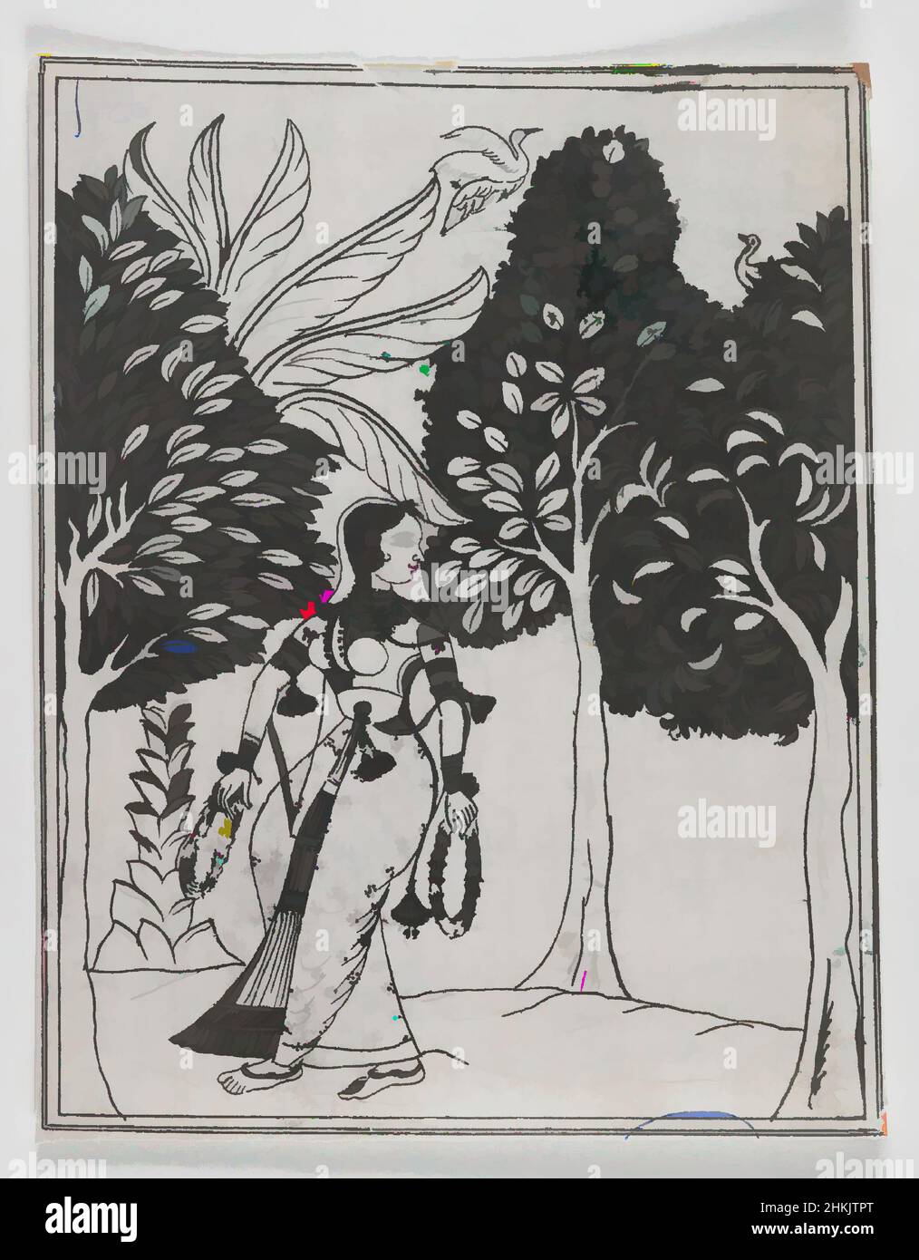 Art inspired by Kamod Ragini, Mughal, Ink on paper, Rajasthan, India ...