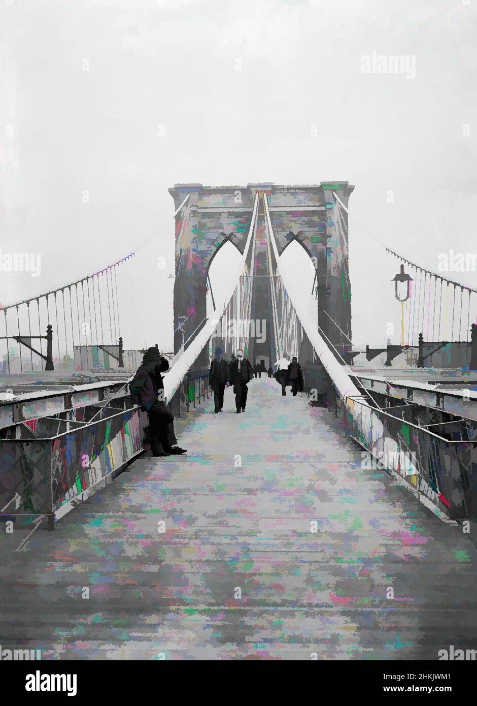 Art inspired by Brooklyn Bridge, Looking East, New York City Side ...
