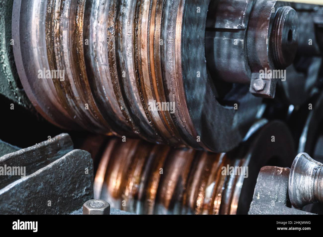 Round rolls of a rolling mill for cold rolling of steel Stock Photo - Alamy