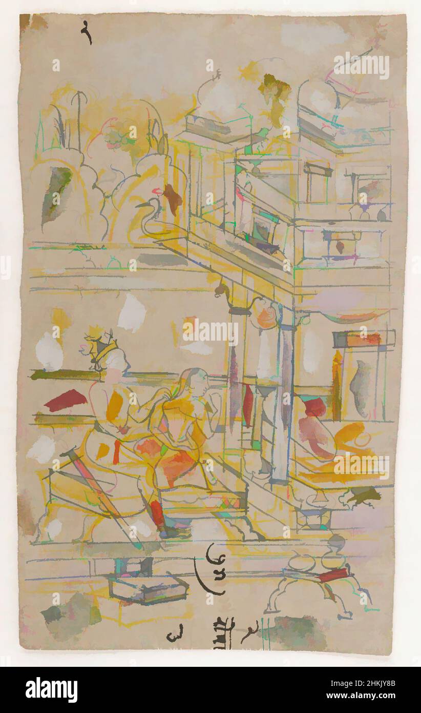 Art inspired by Double-sided Ragamala, Blue ink with opaque watercolor ...