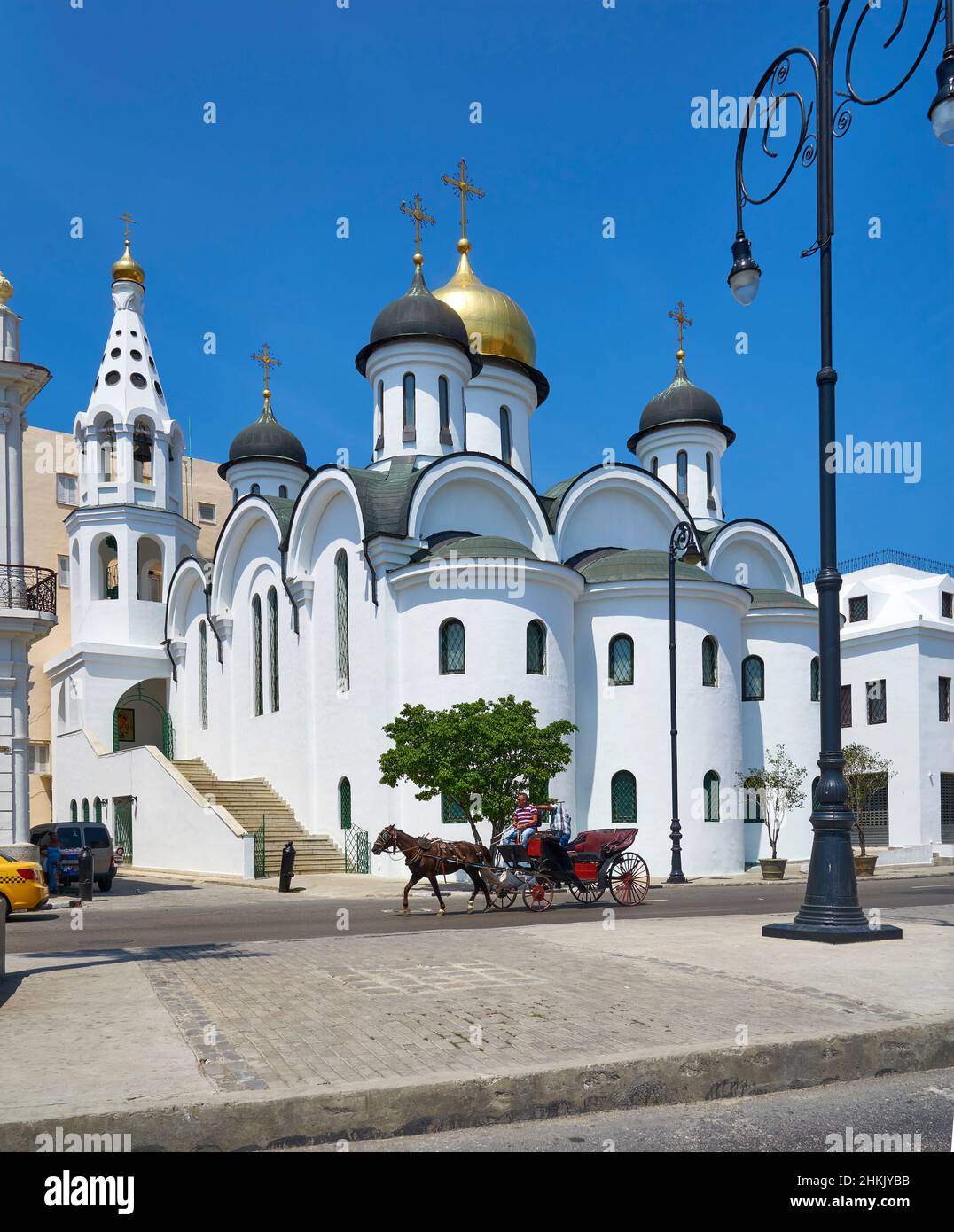 carriage in front of Russian orthodox church Our Lady of Kazan, Cuba ...