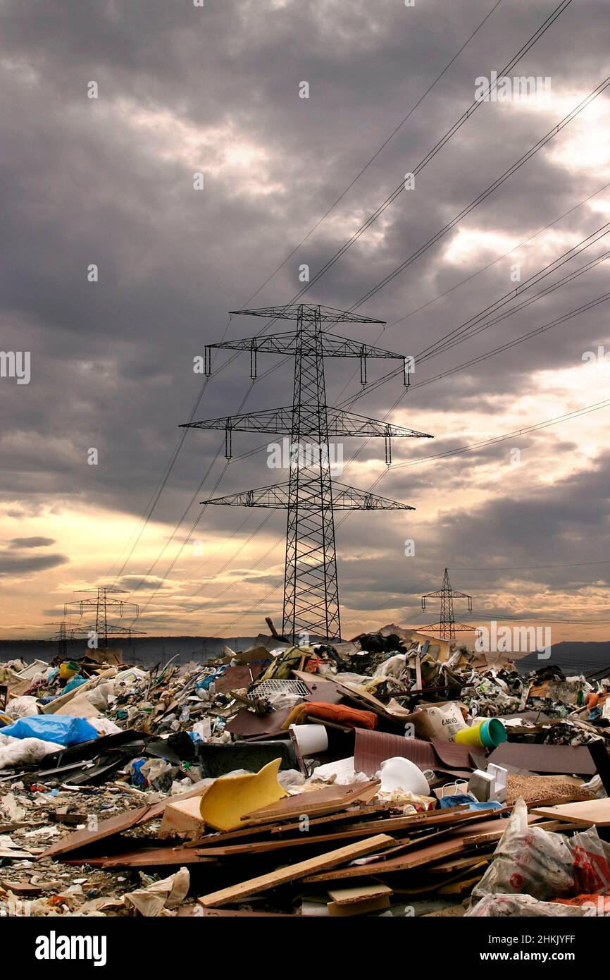 garbage depot and power poles Stock Photo - Alamy