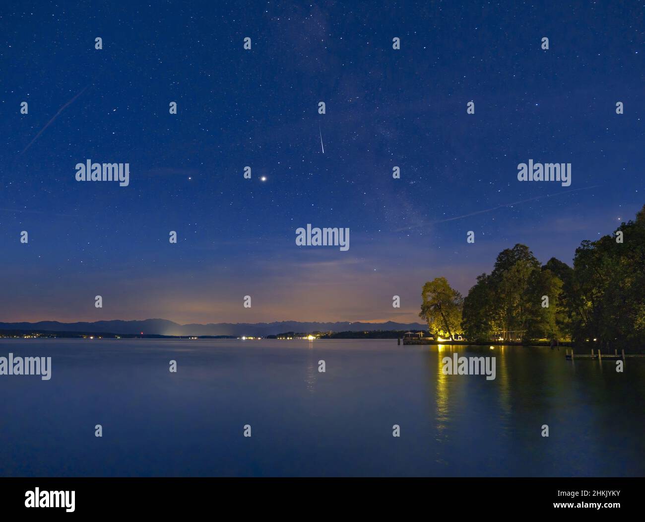 Night Sky at Starnberg Lake near Tutzing, Germany, Bavaria Stock Photo ...