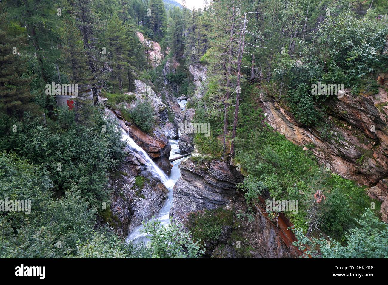 Martell Valley, canyon of river Plima with natural mountain creek ...