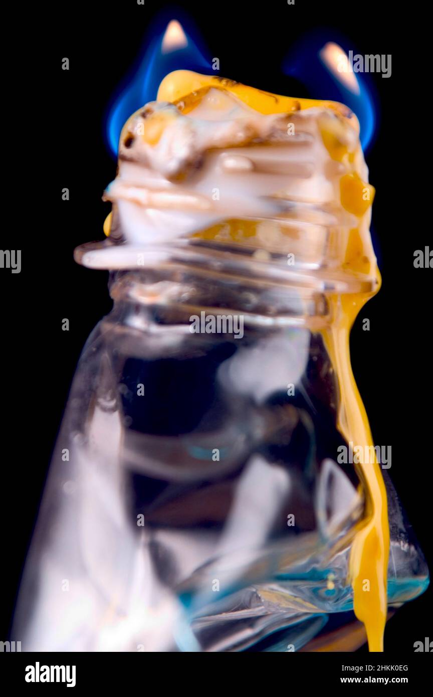 burning plastic bottle Stock Photo - Alamy