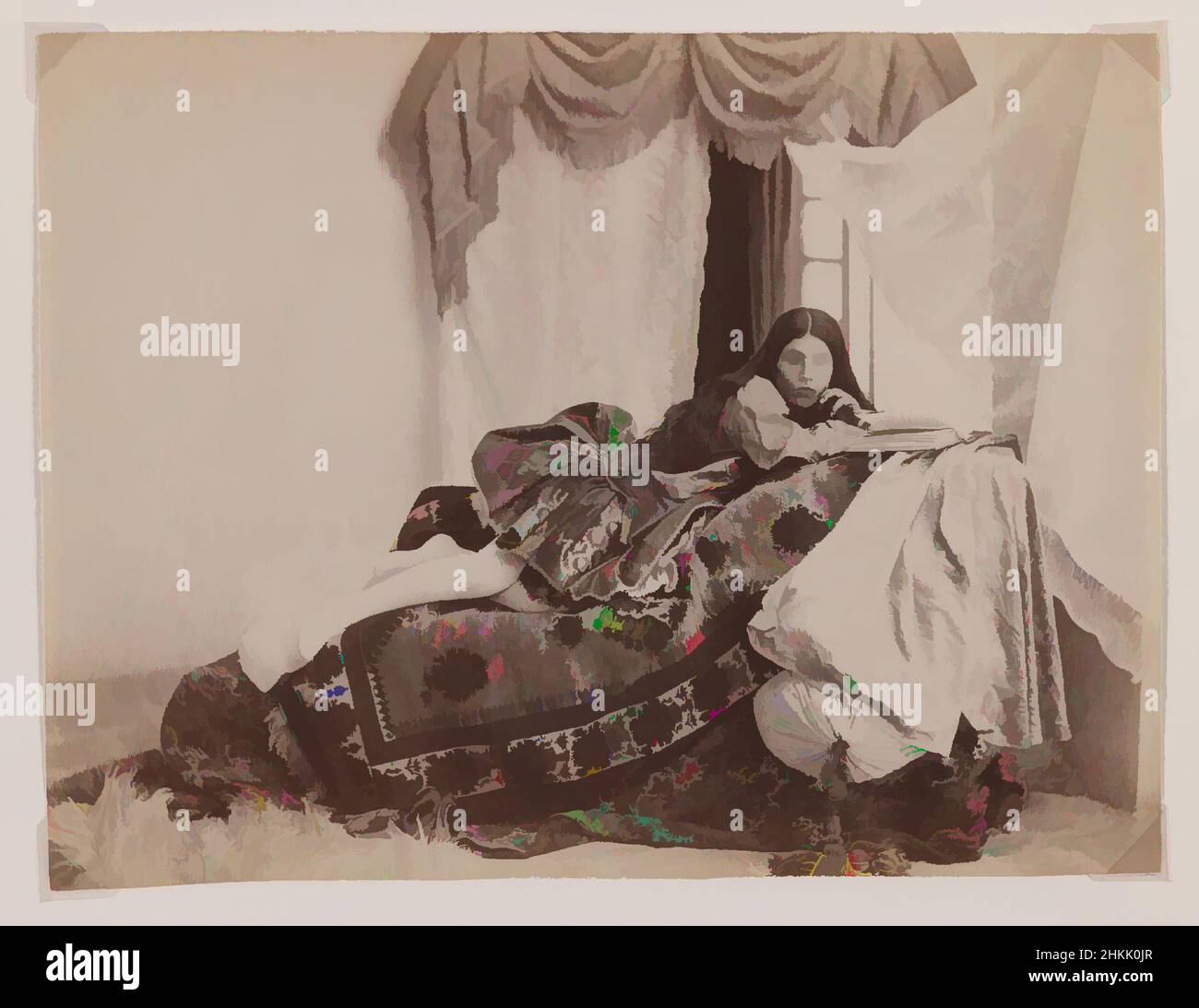 Art inspired by Studio Shot of a Reclining Lady Reading a Book ...