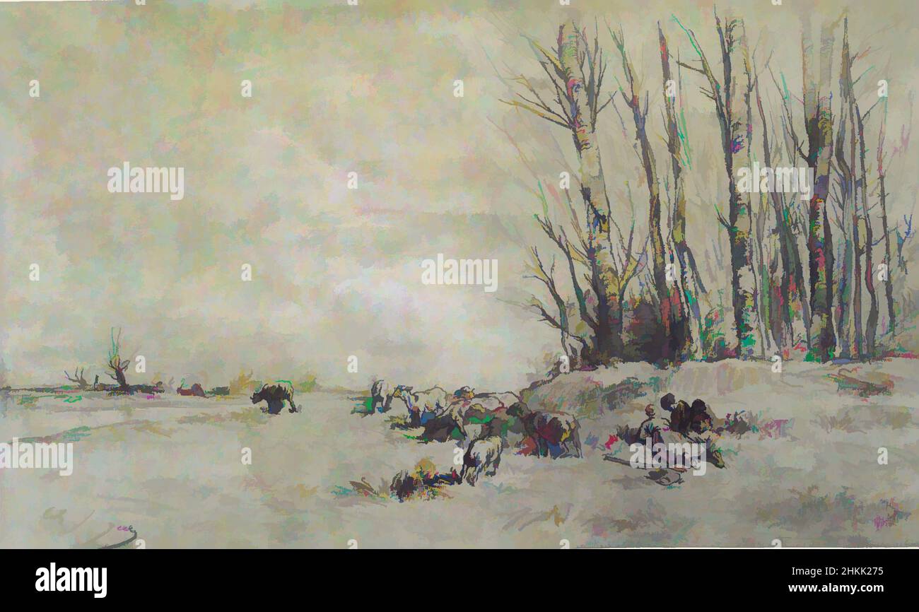 Art inspired by Landscape with Two Figures, Herd of Sheep, and a Cow ...