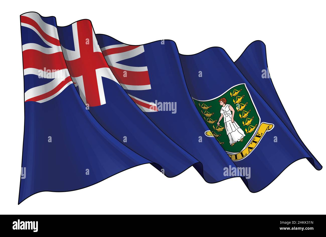 Vector illustration of a Waving Flag of British Virgin Islands. All ...