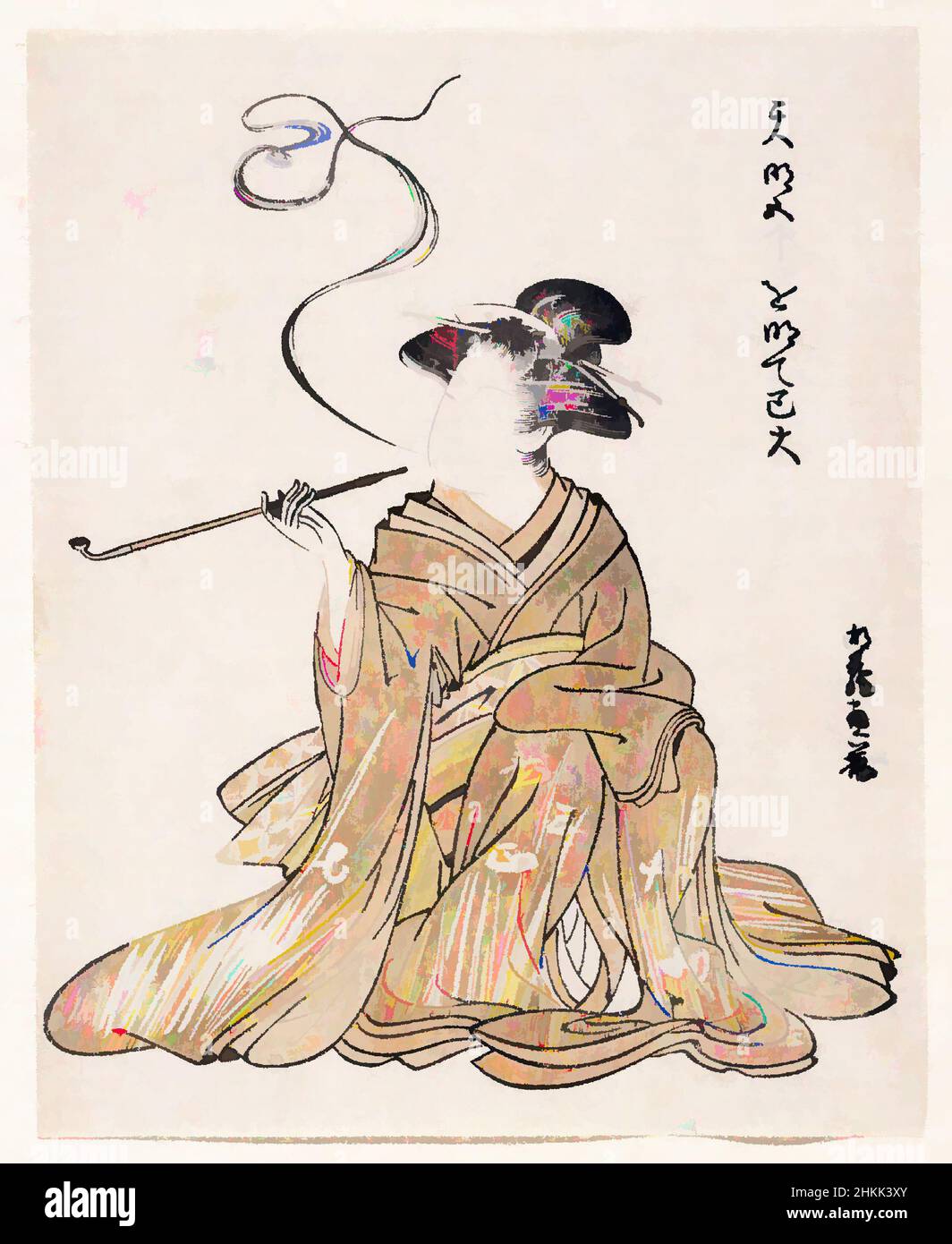 Art inspired by Egoyomi, Beauty Smoking, Korinsai?, Japanese, Color ...