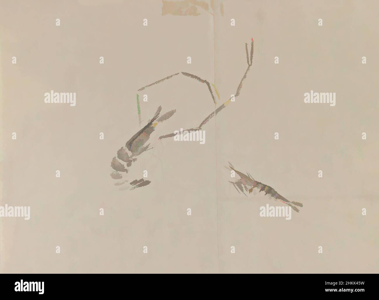 Art inspired by Drawing of Two Crayfish, Ink on paper, Japan, 18th-19th ...