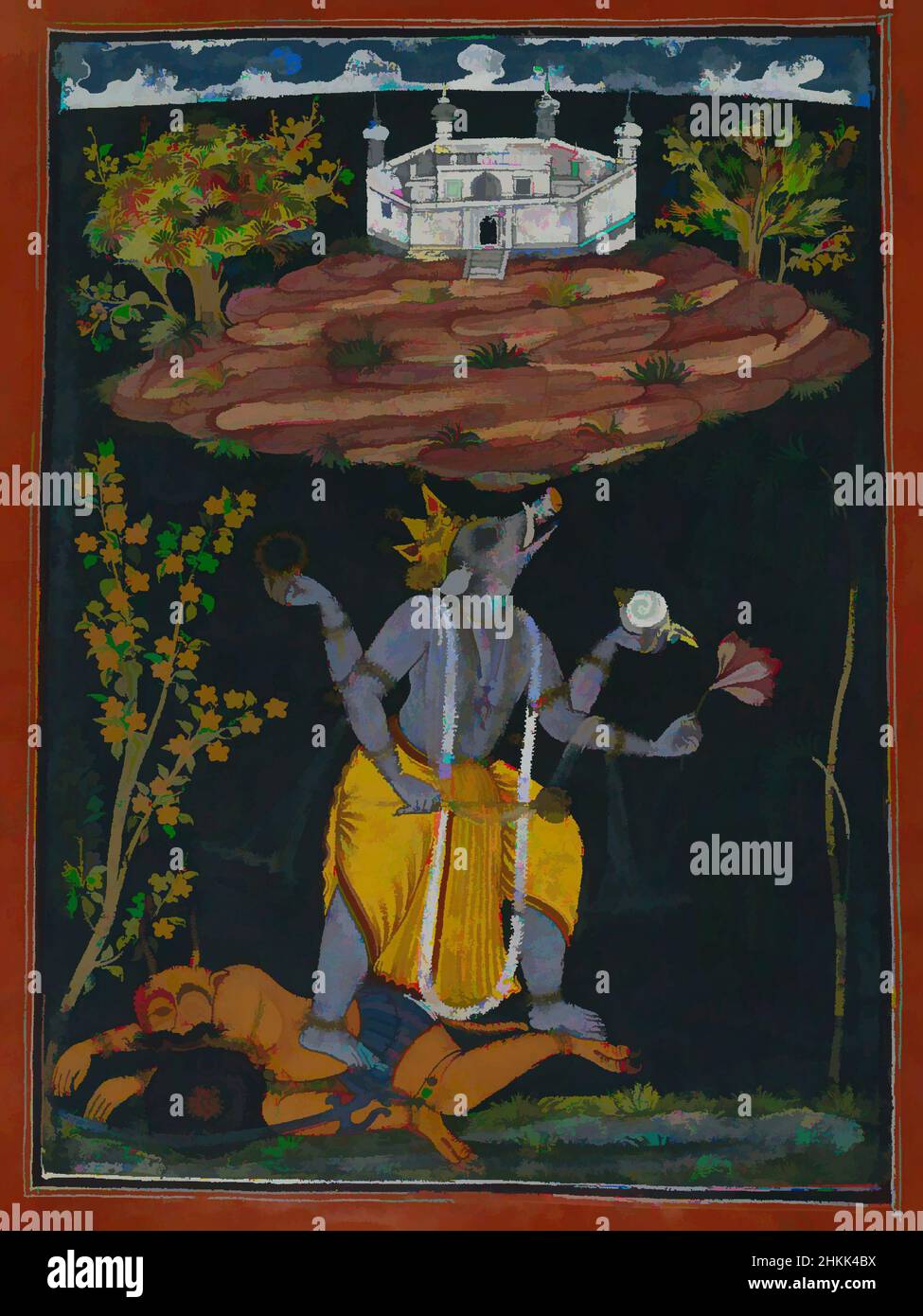 Art inspired by Varaha Rescuing the Earth, page from an illustrated ...