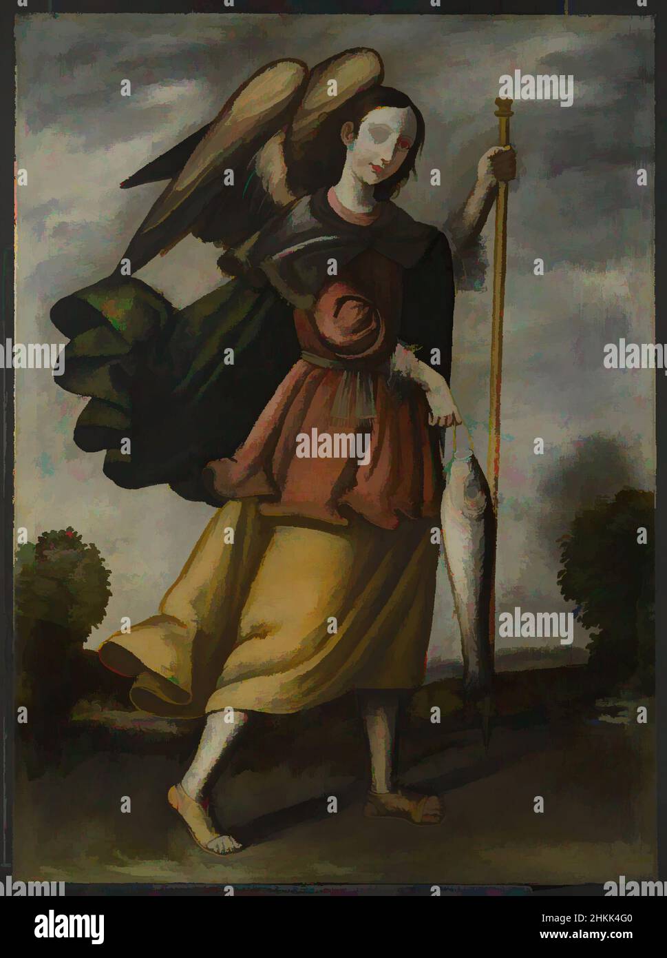 Art inspired by Archangel Raphael, Oil on burlap, Peru, late 17th or ...