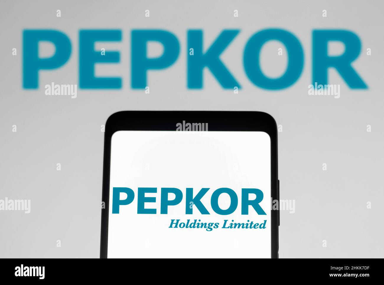 In this photo illustration, the Pepkor logo seen displayed on a ...