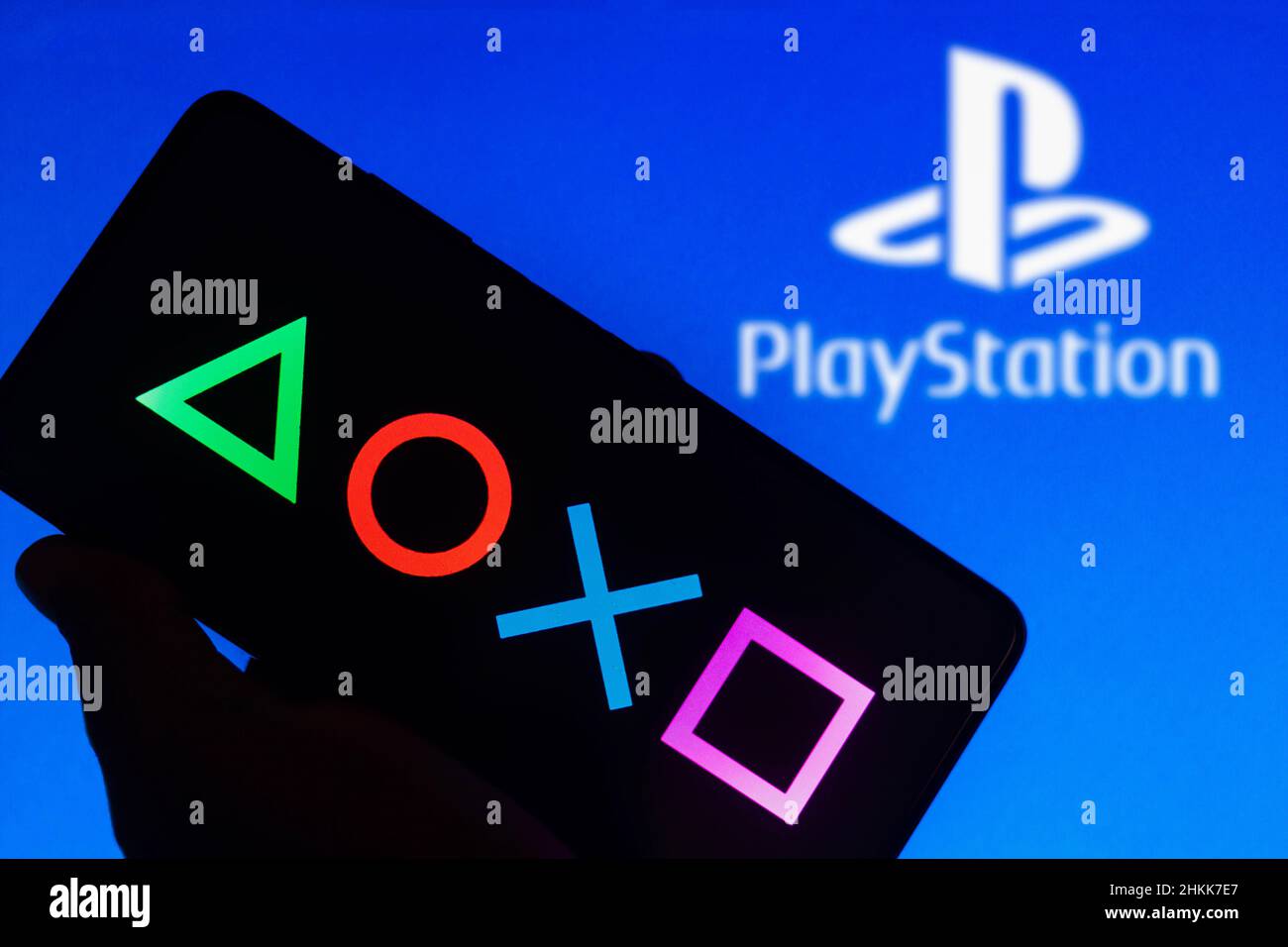In this photo illustration, a PlayStation (PS) logo seen displayed on a ...