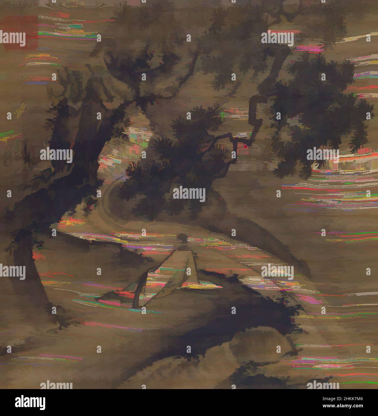 Art inspired by Scholar Contemplating a Cascade, Attributed to Yi Jeong ...