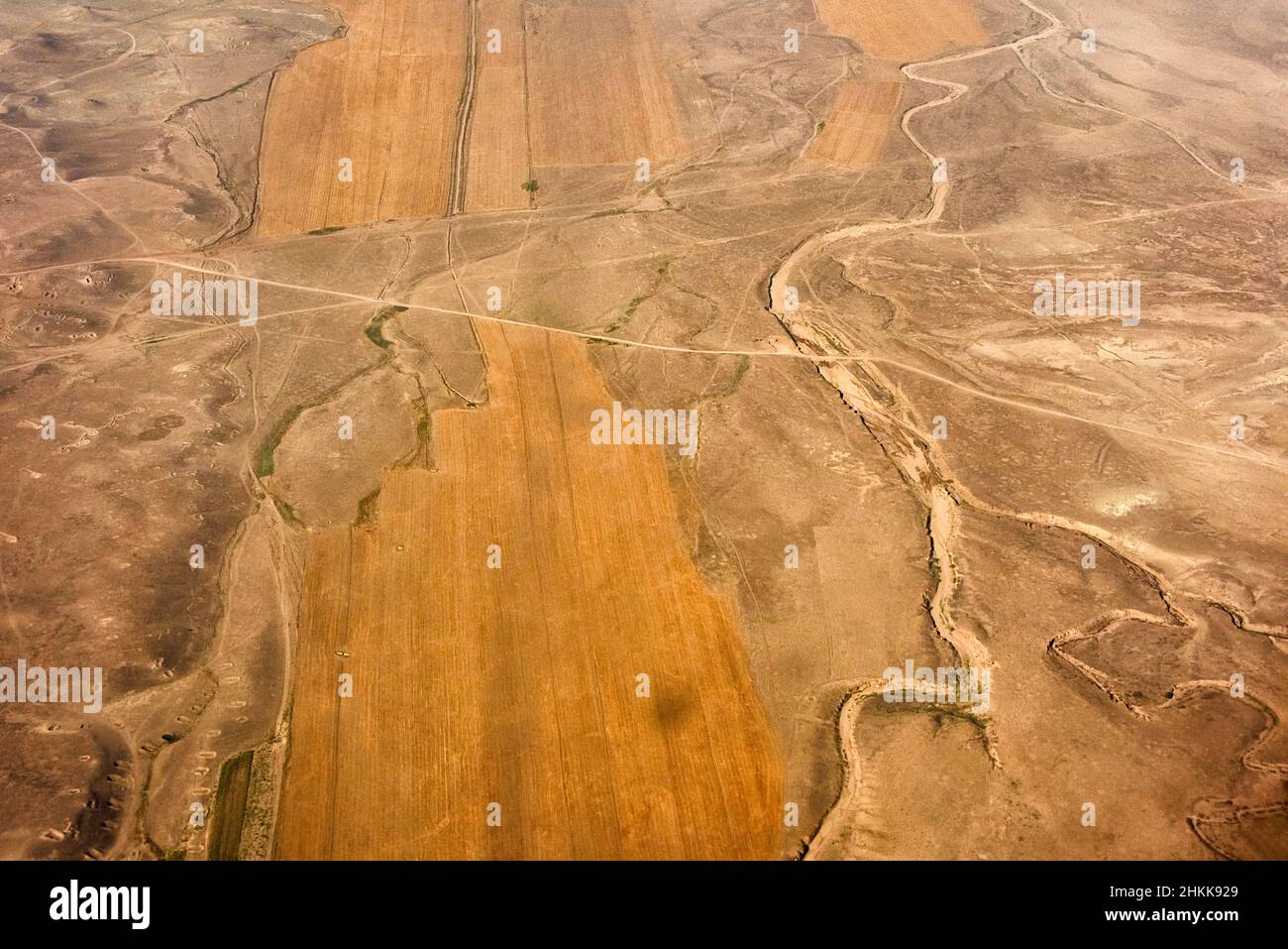 Aerial view of desert land of Nakhchivan Autonomous Republic, an ...