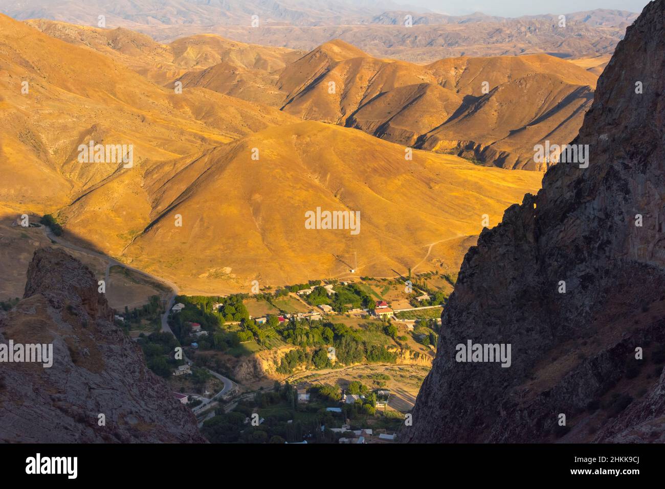 View of village from Alinjagala, an ancient citadel in Alinja Mountain ...