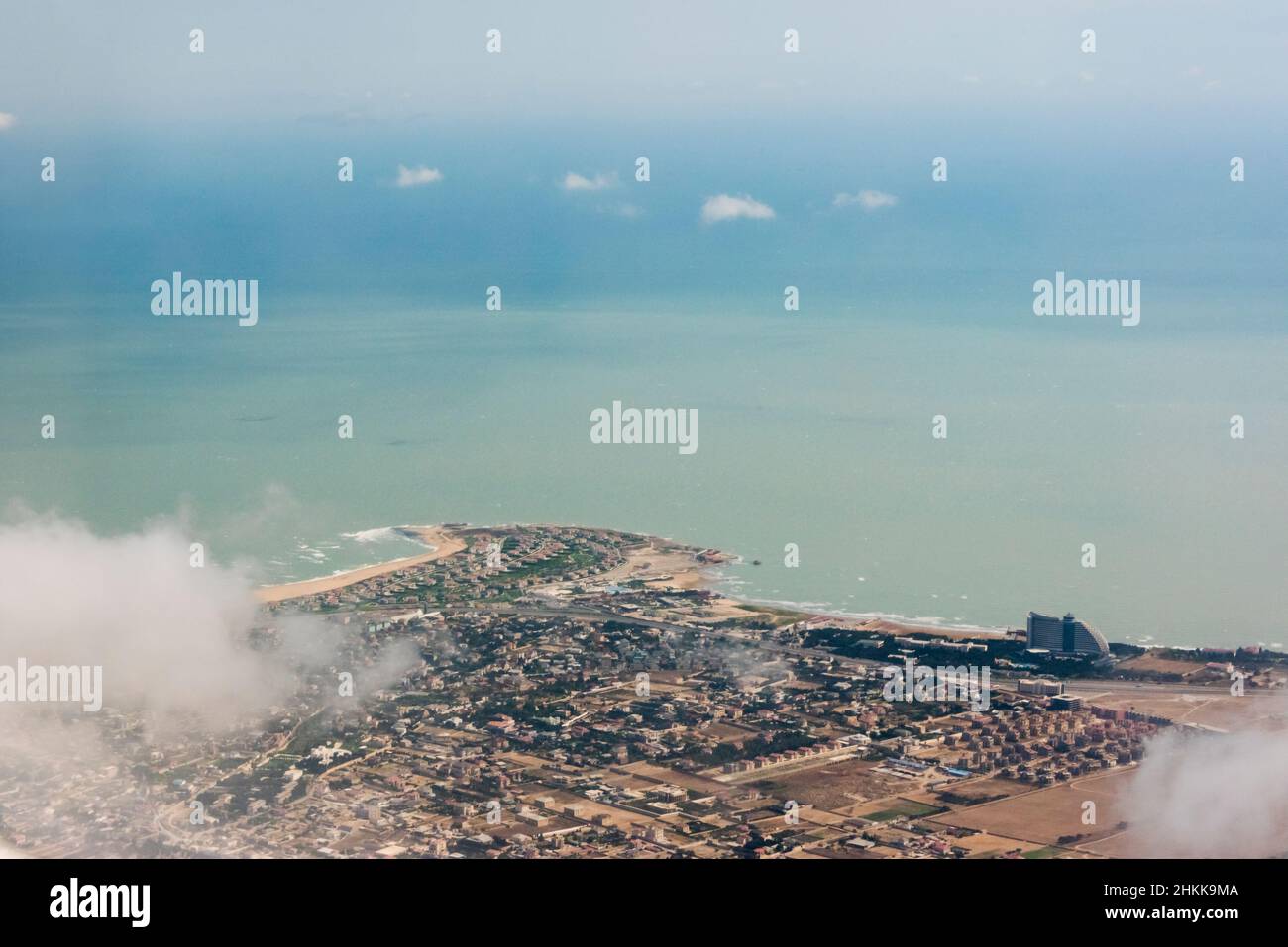 Aerial view of coast along the Caspian Sea, Baku, Azerbaijan Stock ...