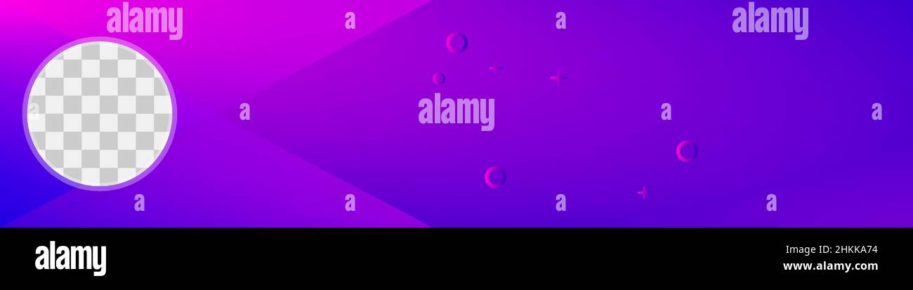 Wide violet gradient horizontal science banner template with a round ...