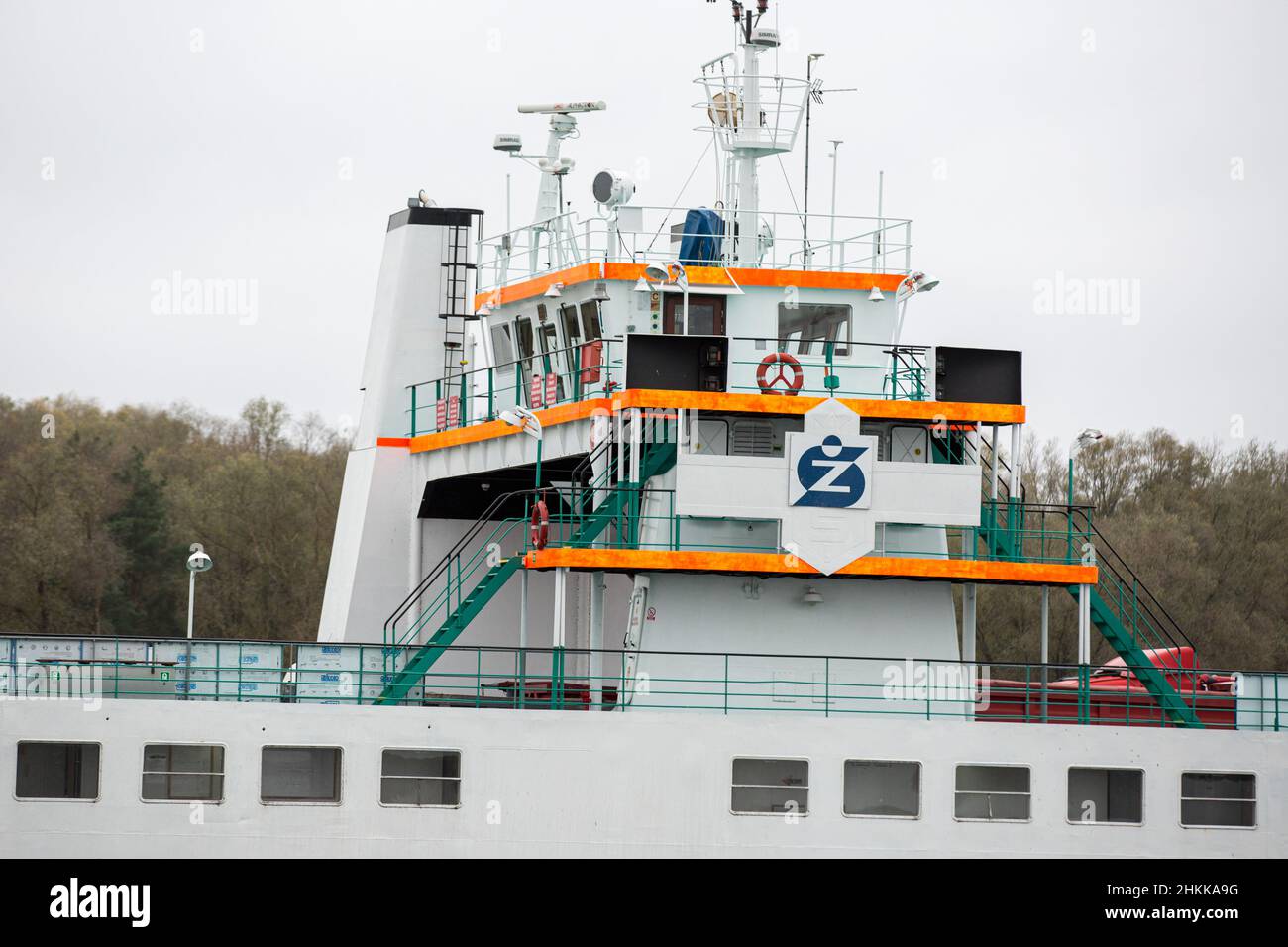 Swinoujscie, Poland. 18th Nov, 2021. Karsibór-I ferry seen at the point ...