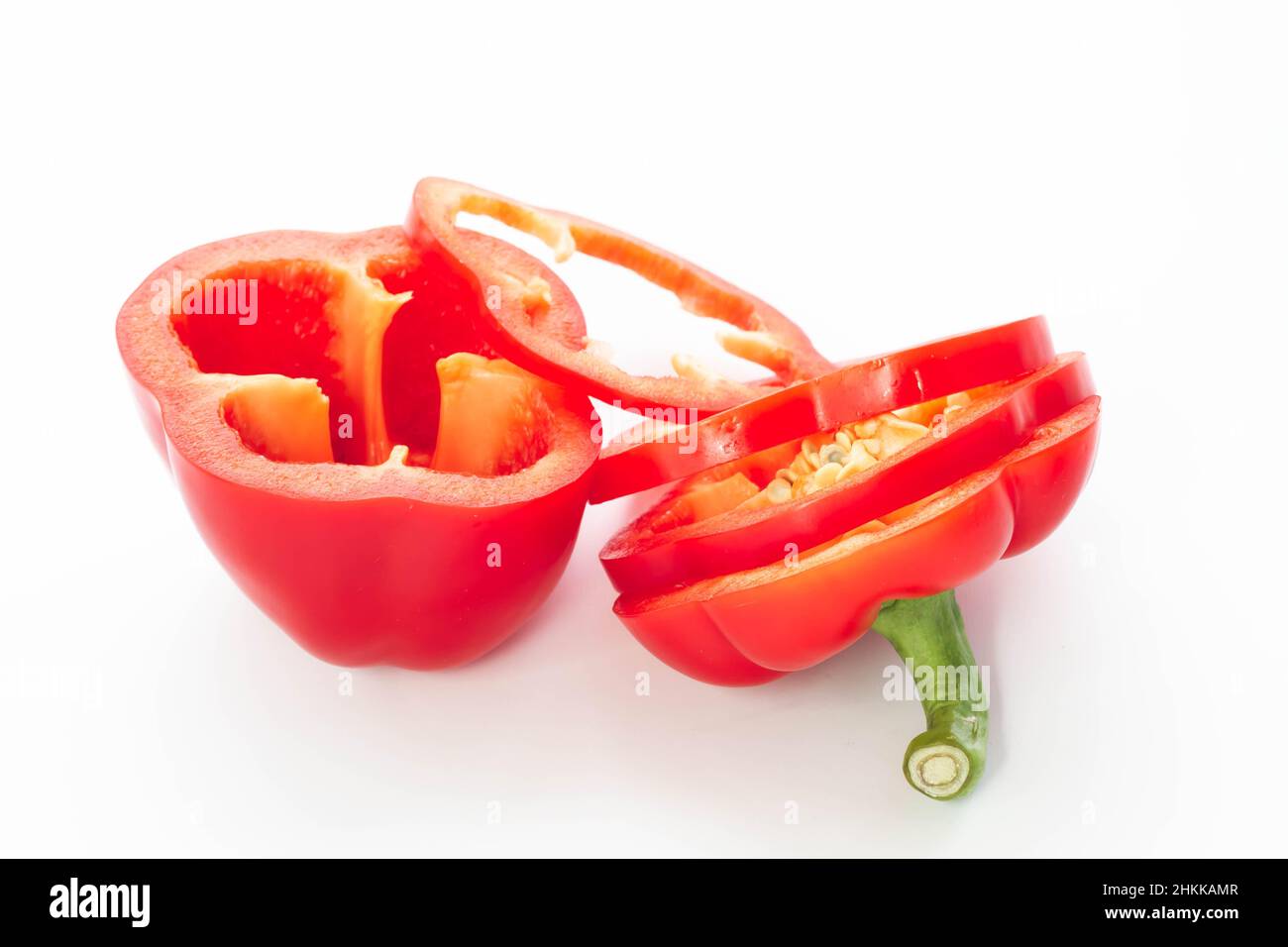 Pepper. Sliced red pepper. Vegetable rings. Fresh vegetable close-up ...