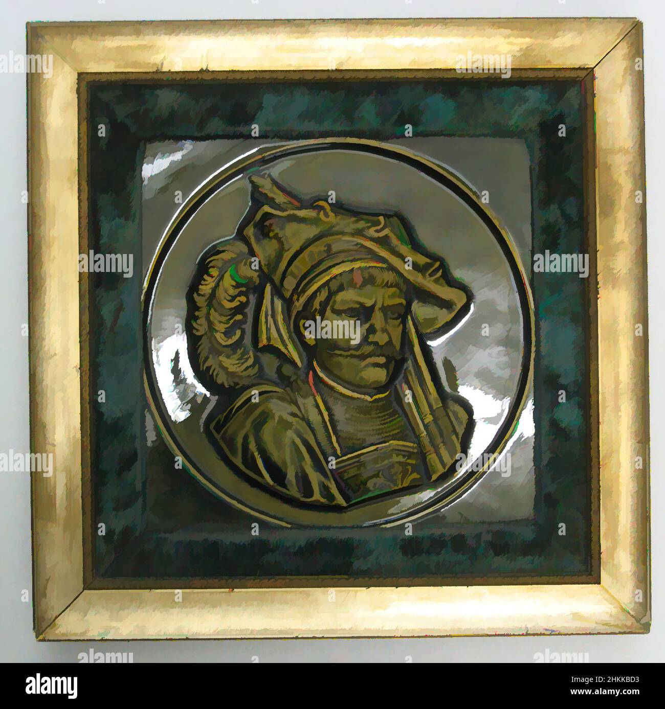 Art inspired by Tile, American, Glazed earthenware, gilt wood, velvet ...