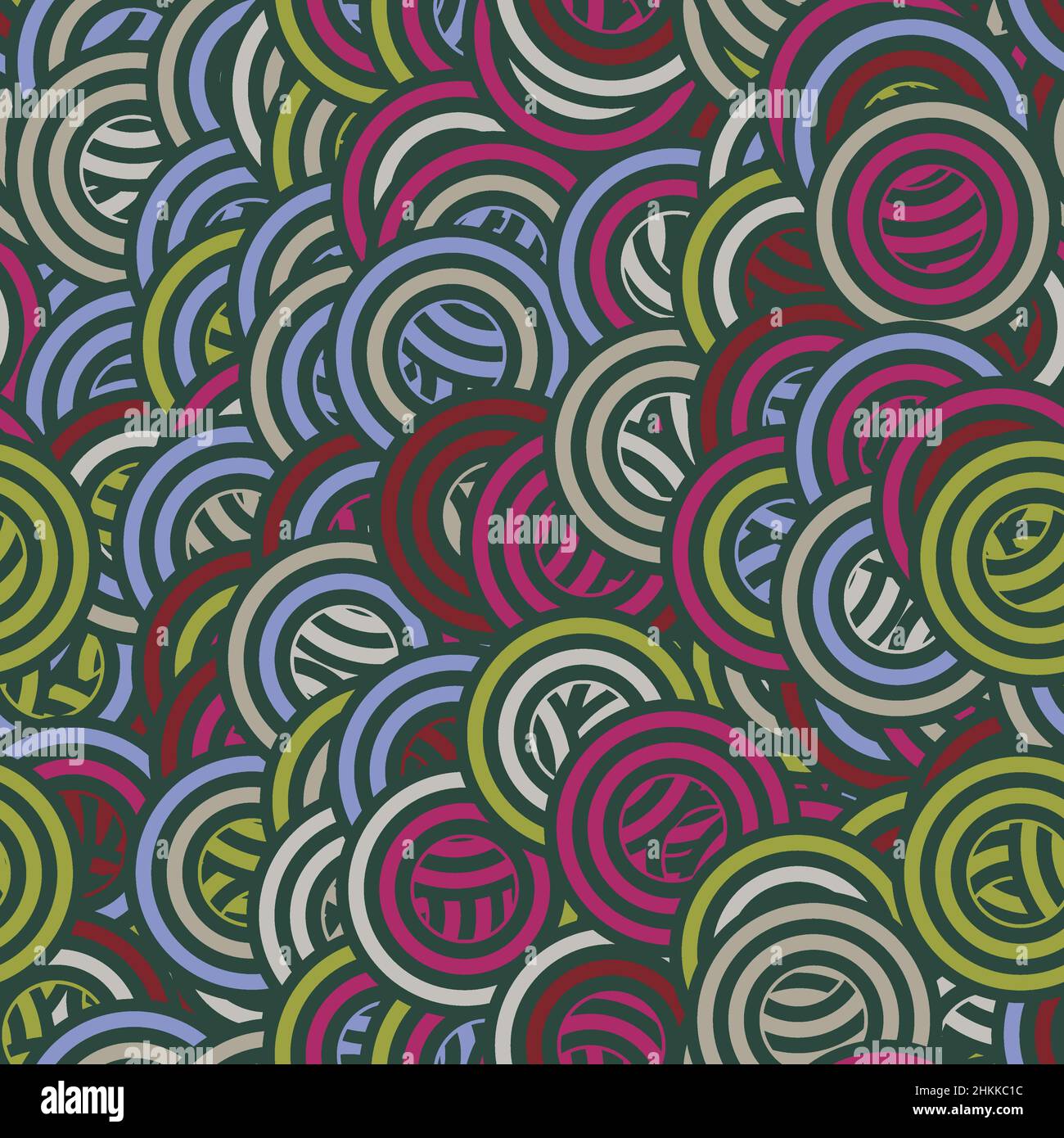 Seamless concentric circle in retro colors dizzy surface pattern design ...