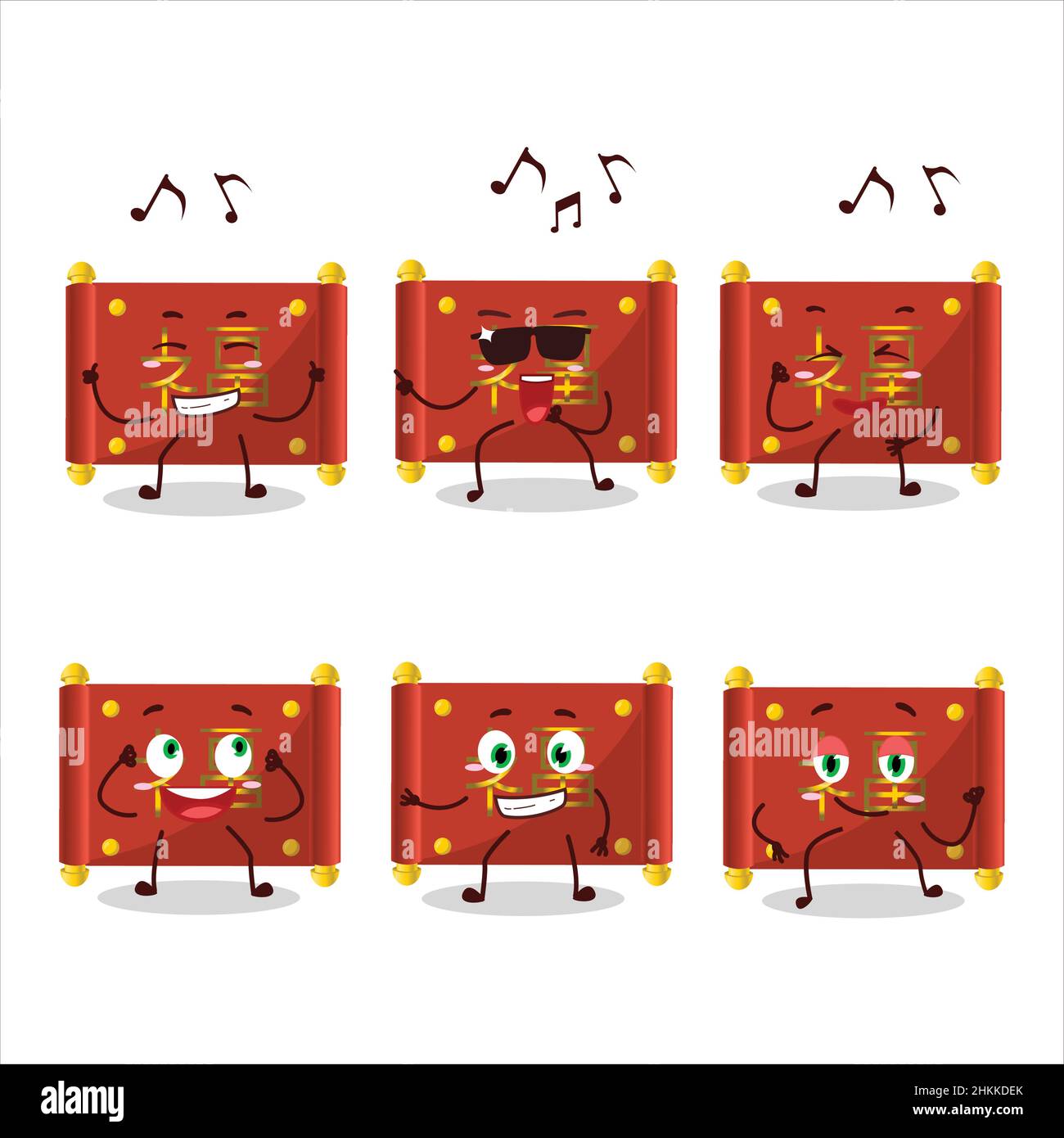 An image of red paper roll chinese dancer cartoon character enjoying ...