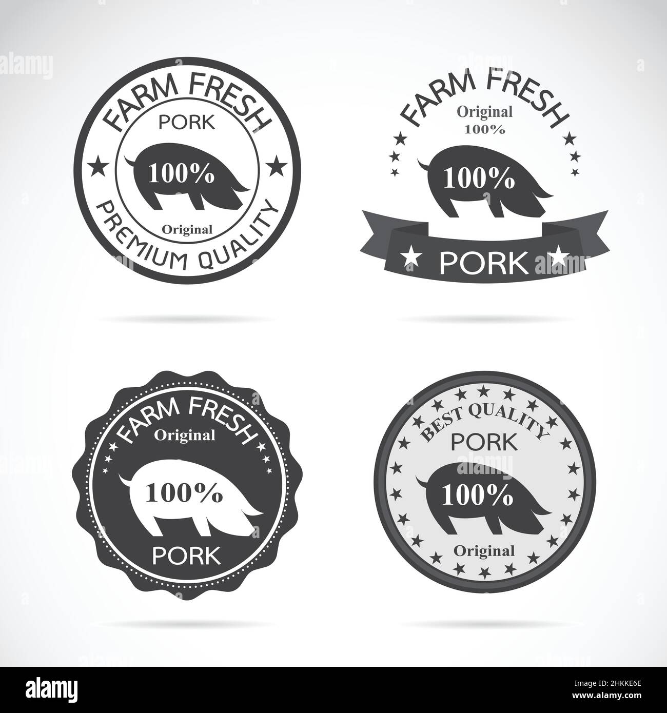 Set of vector pig label on white background. Easy editable layered ...