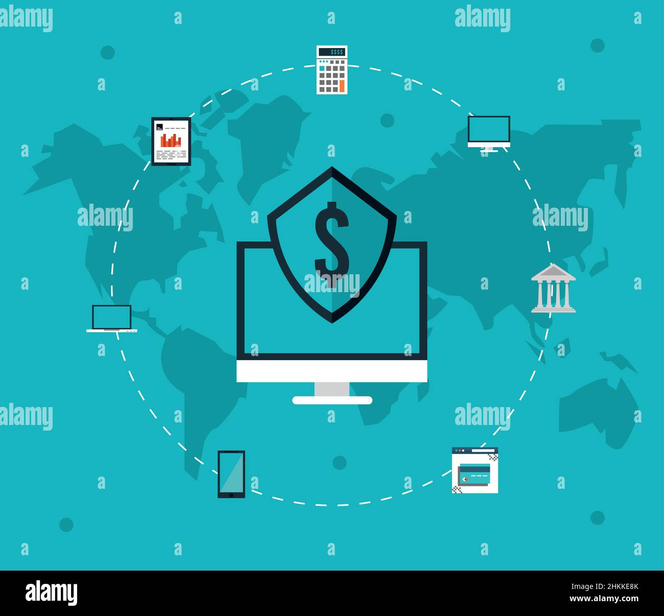 desktop and banking icons Stock Vector Image & Art - Alamy