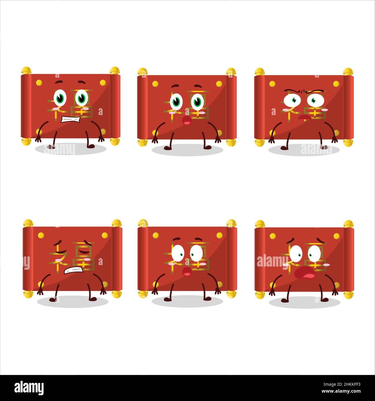 Character cartoon of red paper roll chinese with scared expression ...