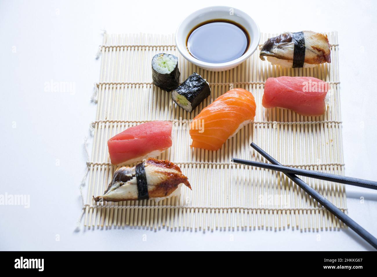 High angle of a sushi set Stock Photo - Alamy