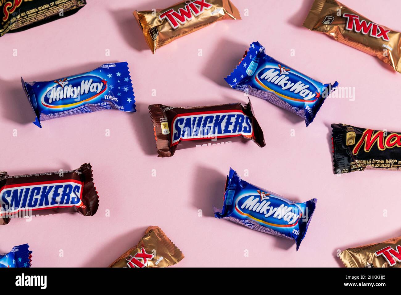 Tyumen, Russia-January 23, 2022: Popular brands of confectionery ...