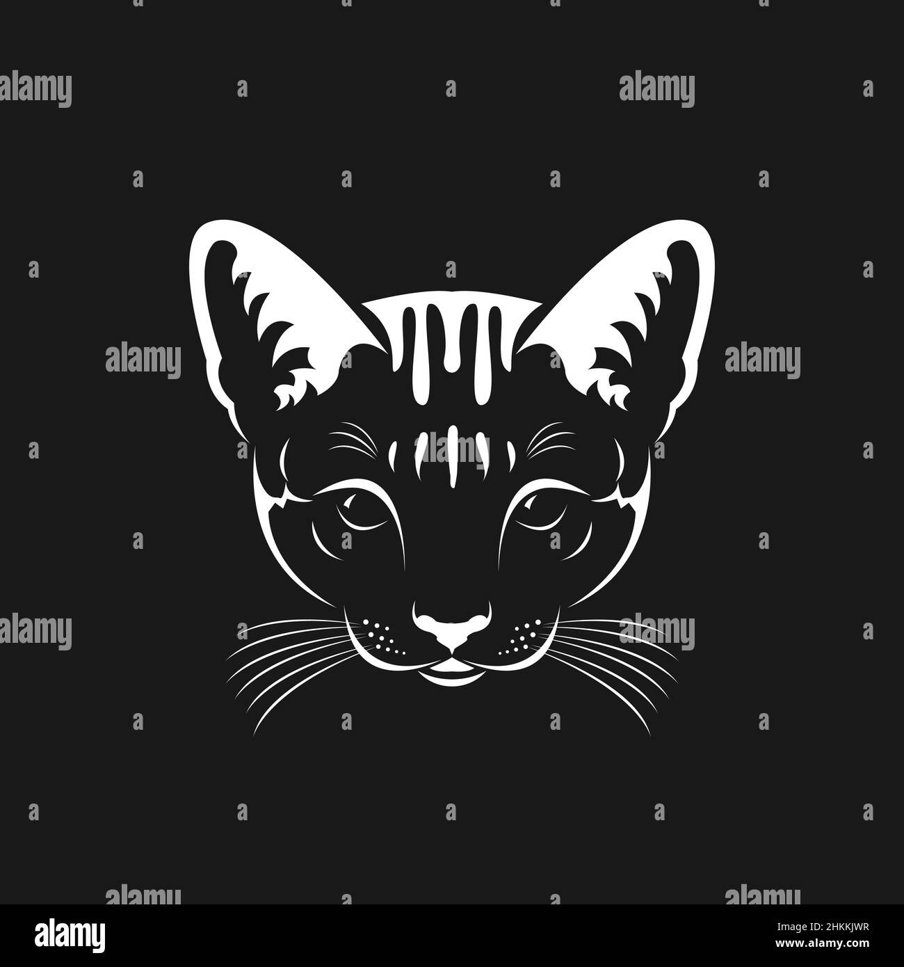 Vector of a cat face on black background, Pet. Animals. Easy editable layered vector ...