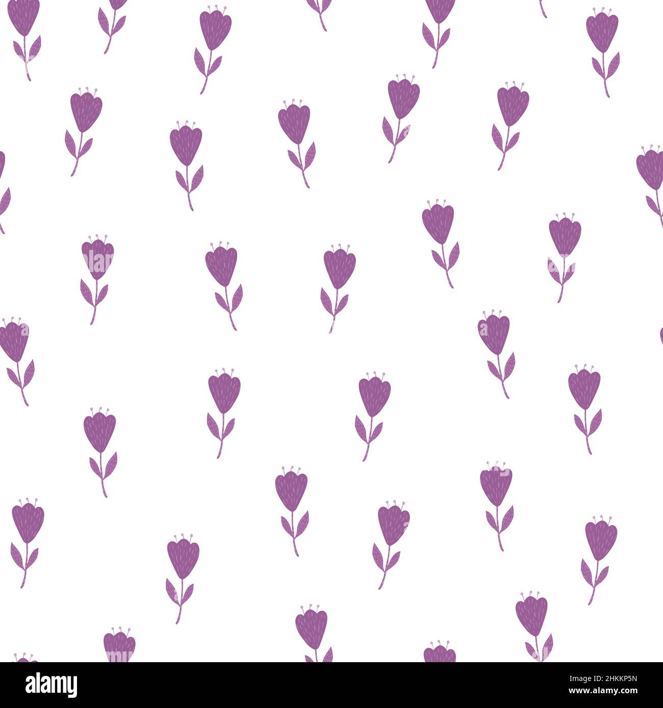 Flower cute seamless pattern. Hand drawn field background. Repeated ...