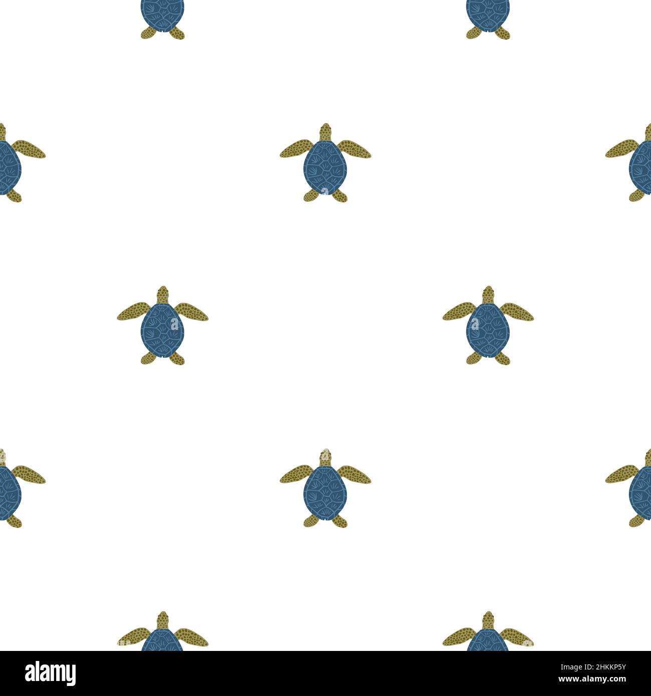Sea turtles seamless pattern. Cute marine turtle in doodle style ...