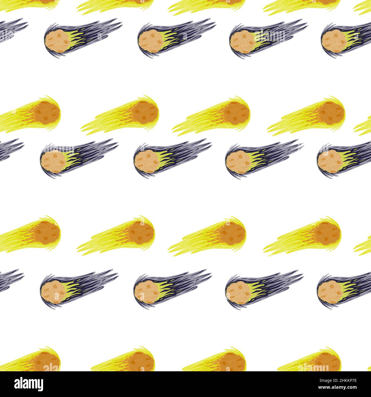 Meteor shower seamless pattern. Hand drawn comets fly background ...