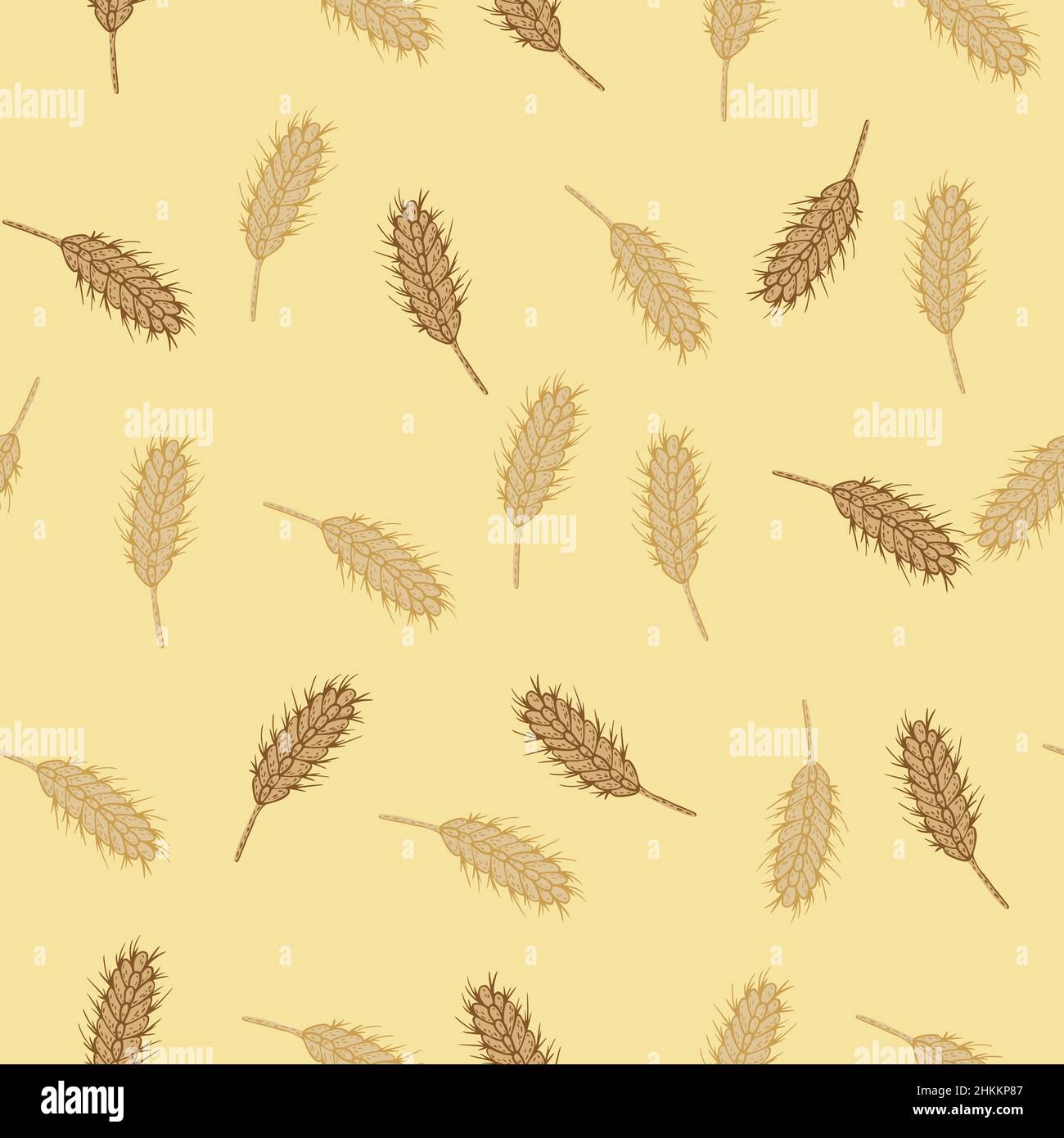 Wheat seamless pattern. Cereal crop sketch. Repeated texture in doodle ...