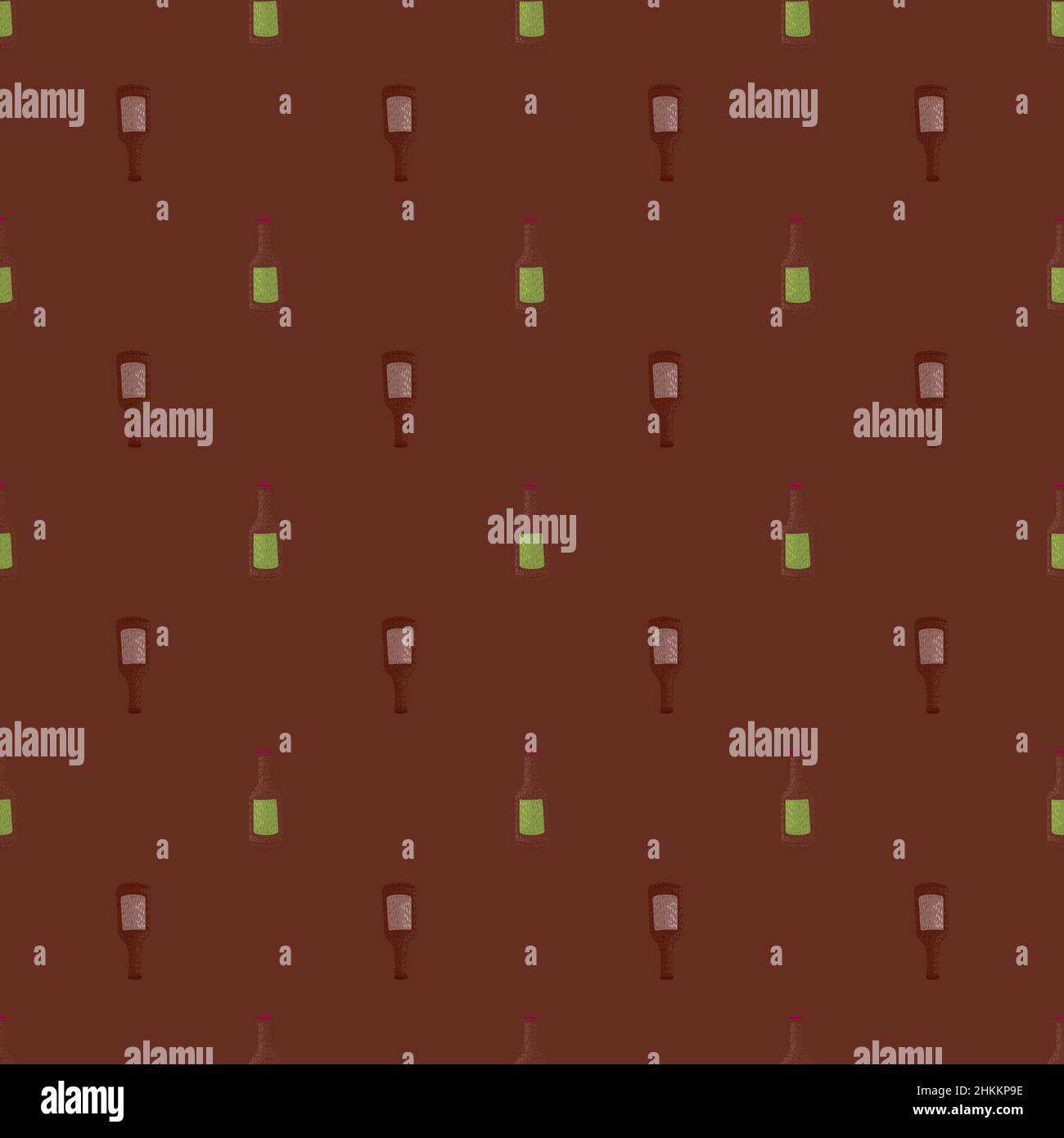 Bottle alcohol seamless pattern. Hand drawn background for menu ...