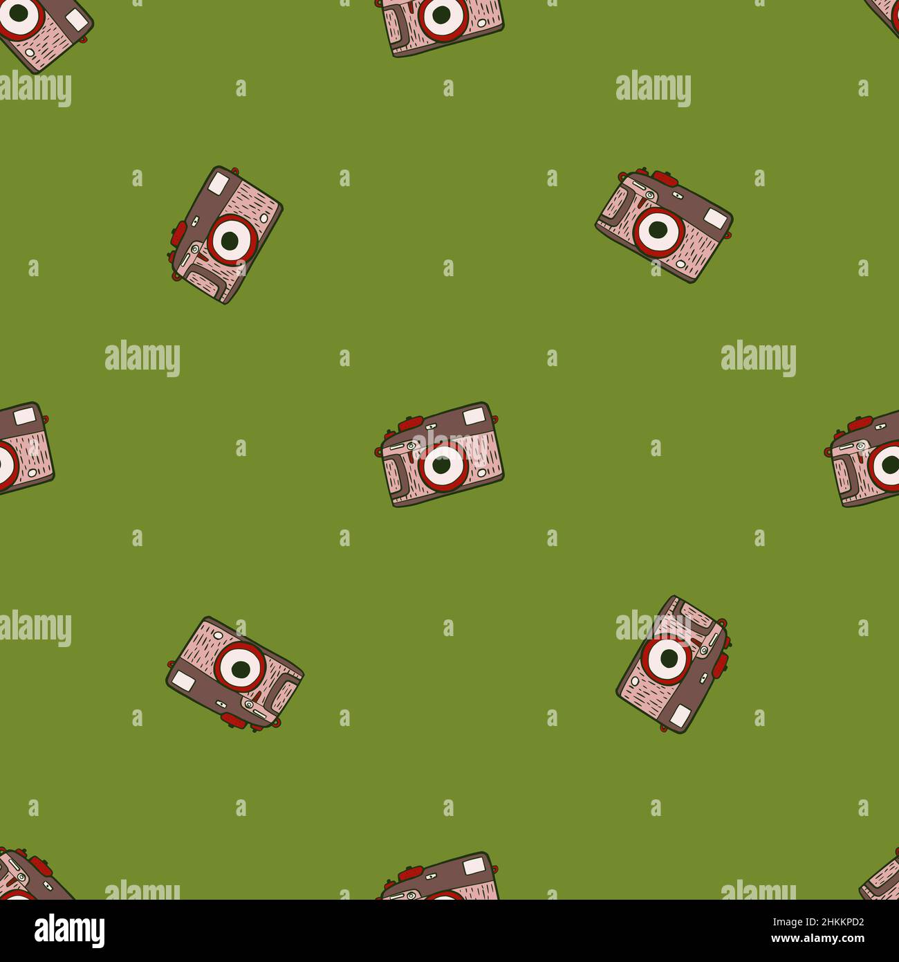 Photo camera vintage seamless pattern. Retro photo cameras design ...