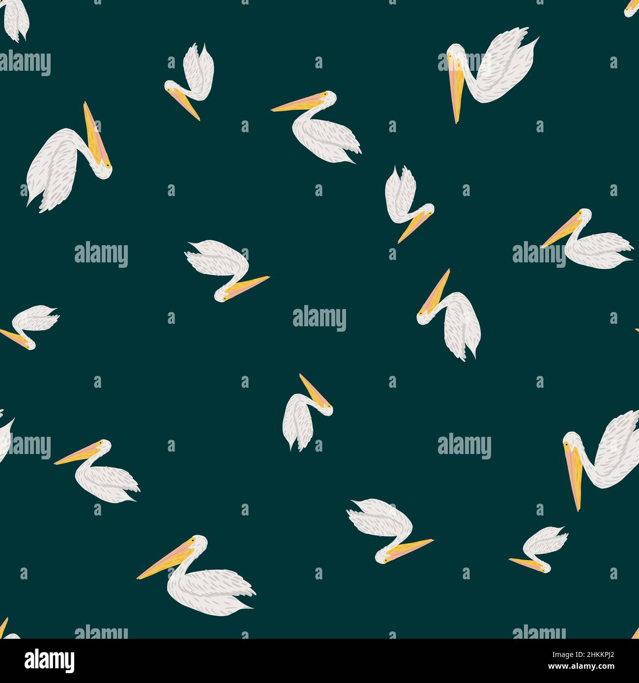 Pelican sitting seamless pattern. Background of sea birds. Repeated ...