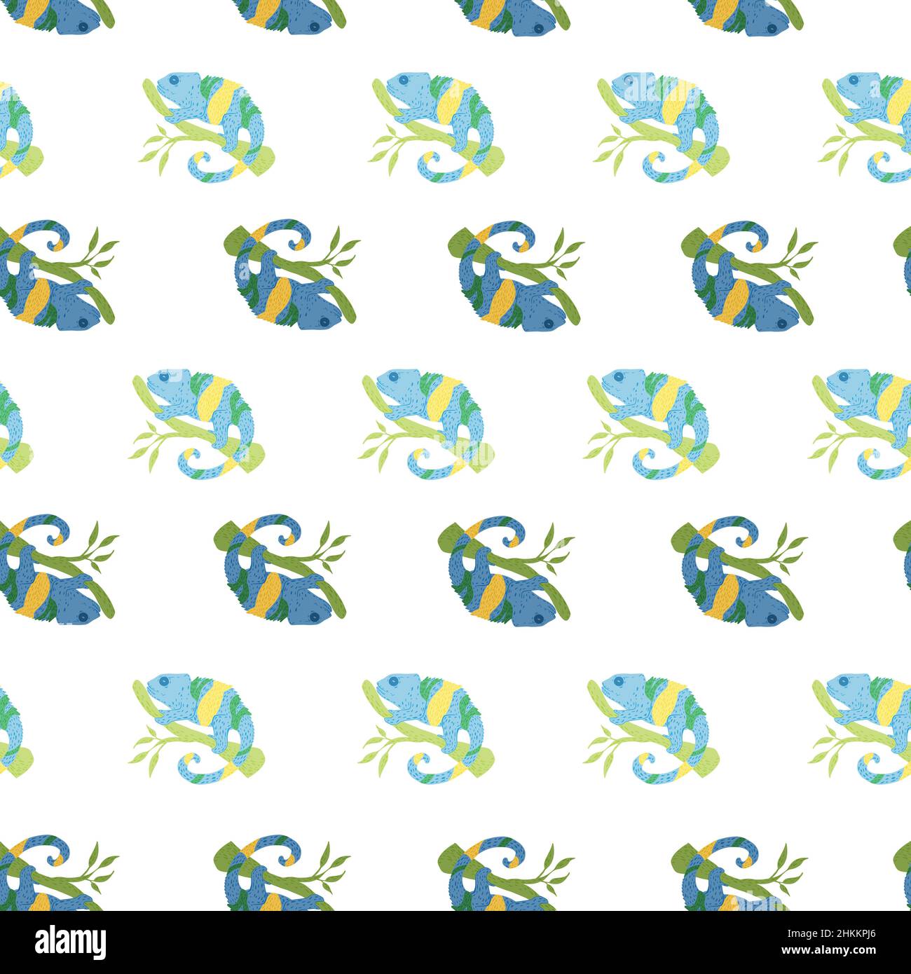 Chameleon seamless pattern. Background of tropical lizard. Repeated ...