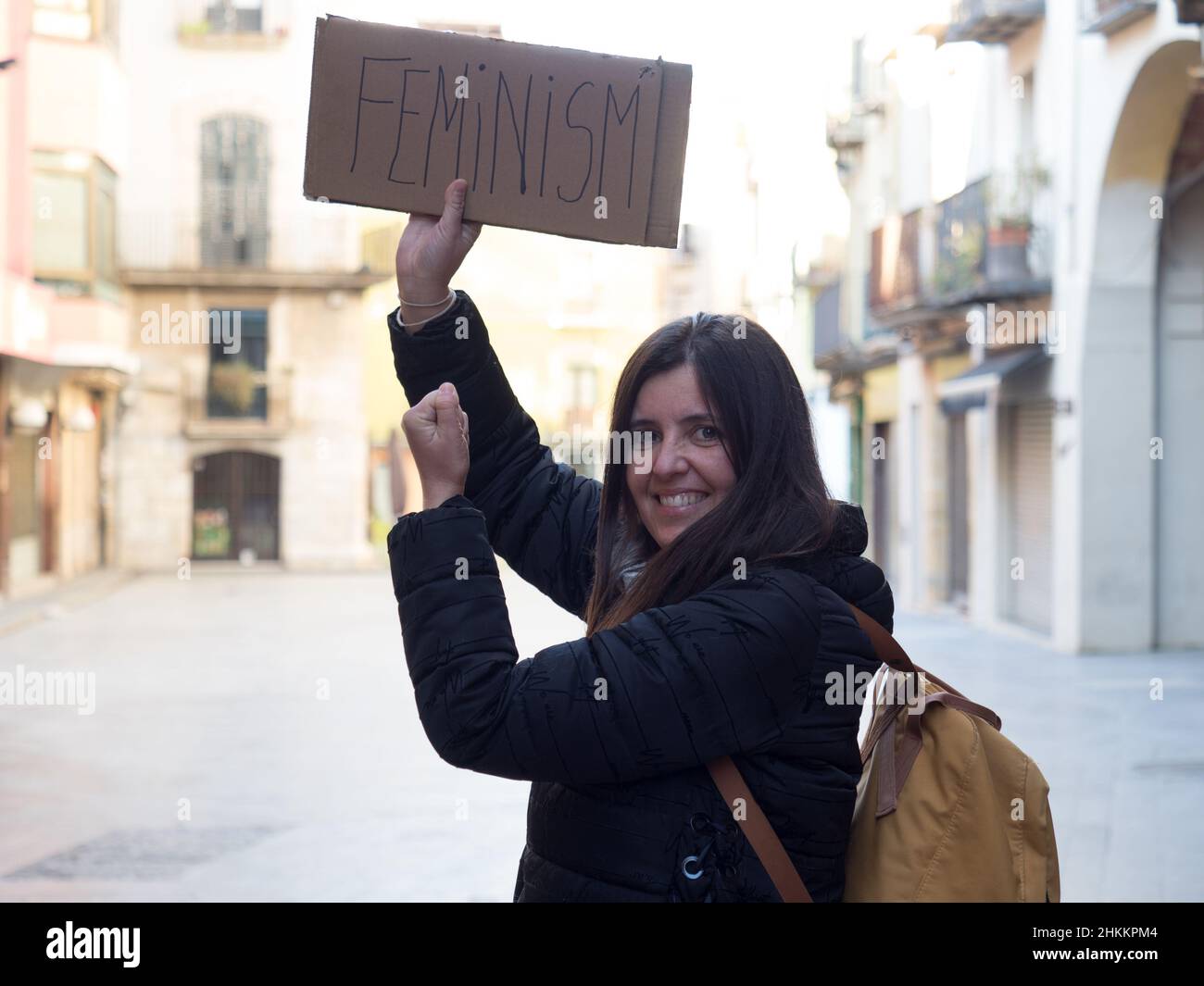 women's day celebration on the street with a protest poster about ...