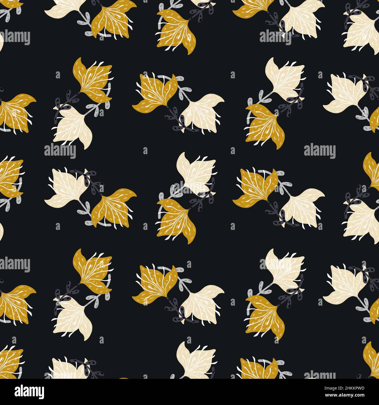 Lily abstract seamless pattern. Hand drawn flower background. Repeated ...