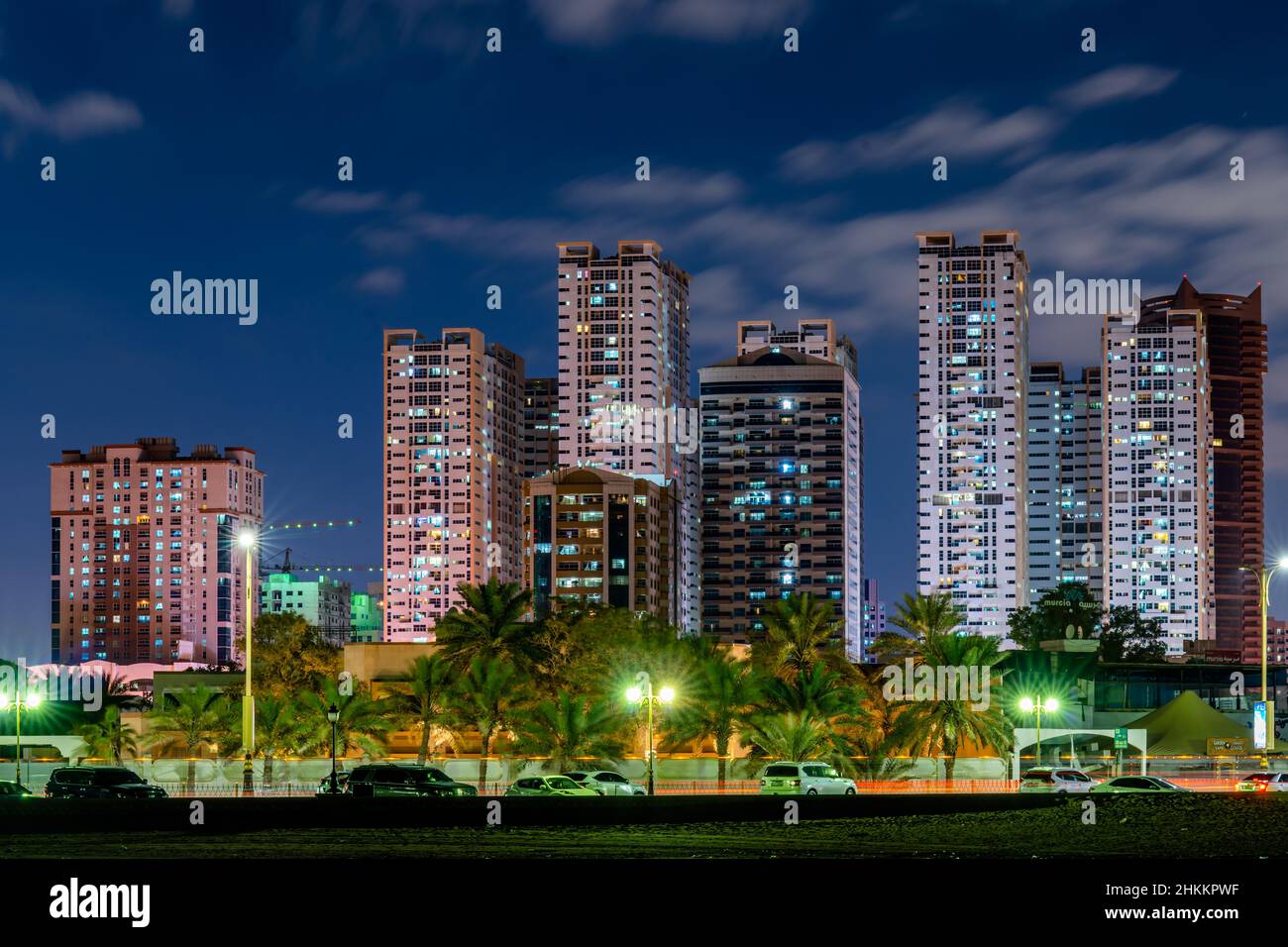 Ajman skyline from the Corniche area Stock Photo - Alamy