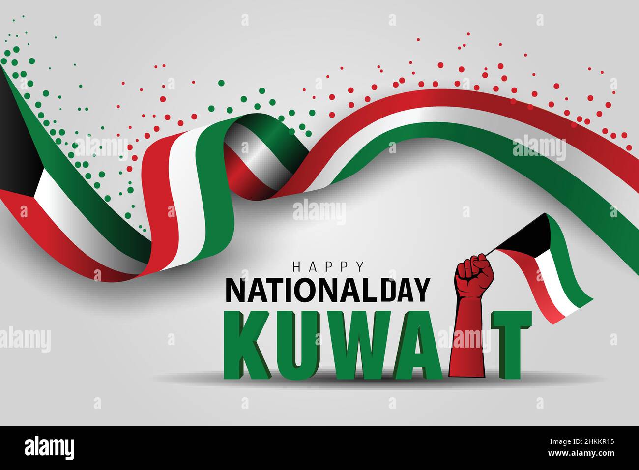 happy national day Kuwait holding hand with Kuwait flag. 3d letter ...