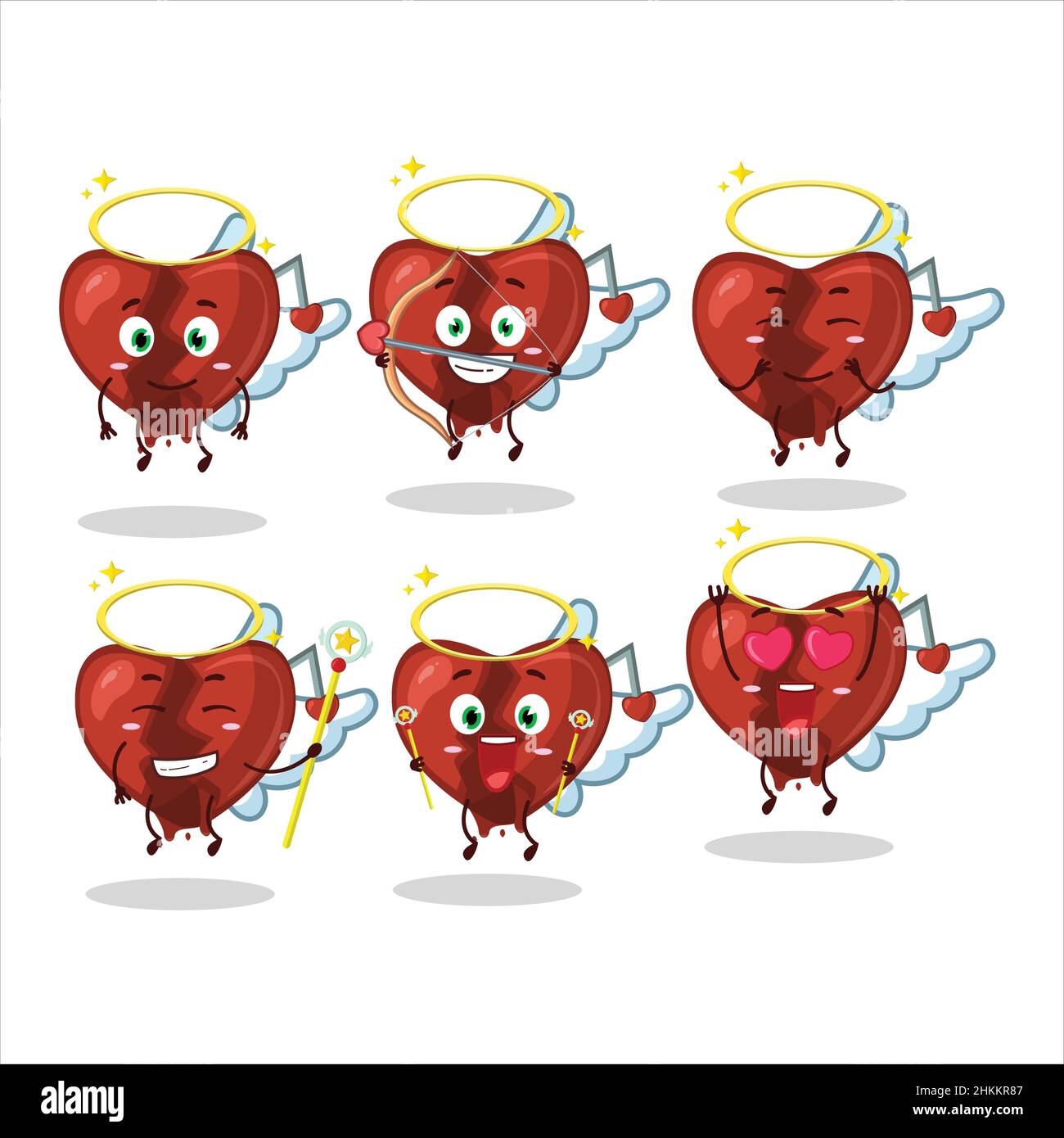 Broken heart love cartoon designs as a cute angel character. Vector ...