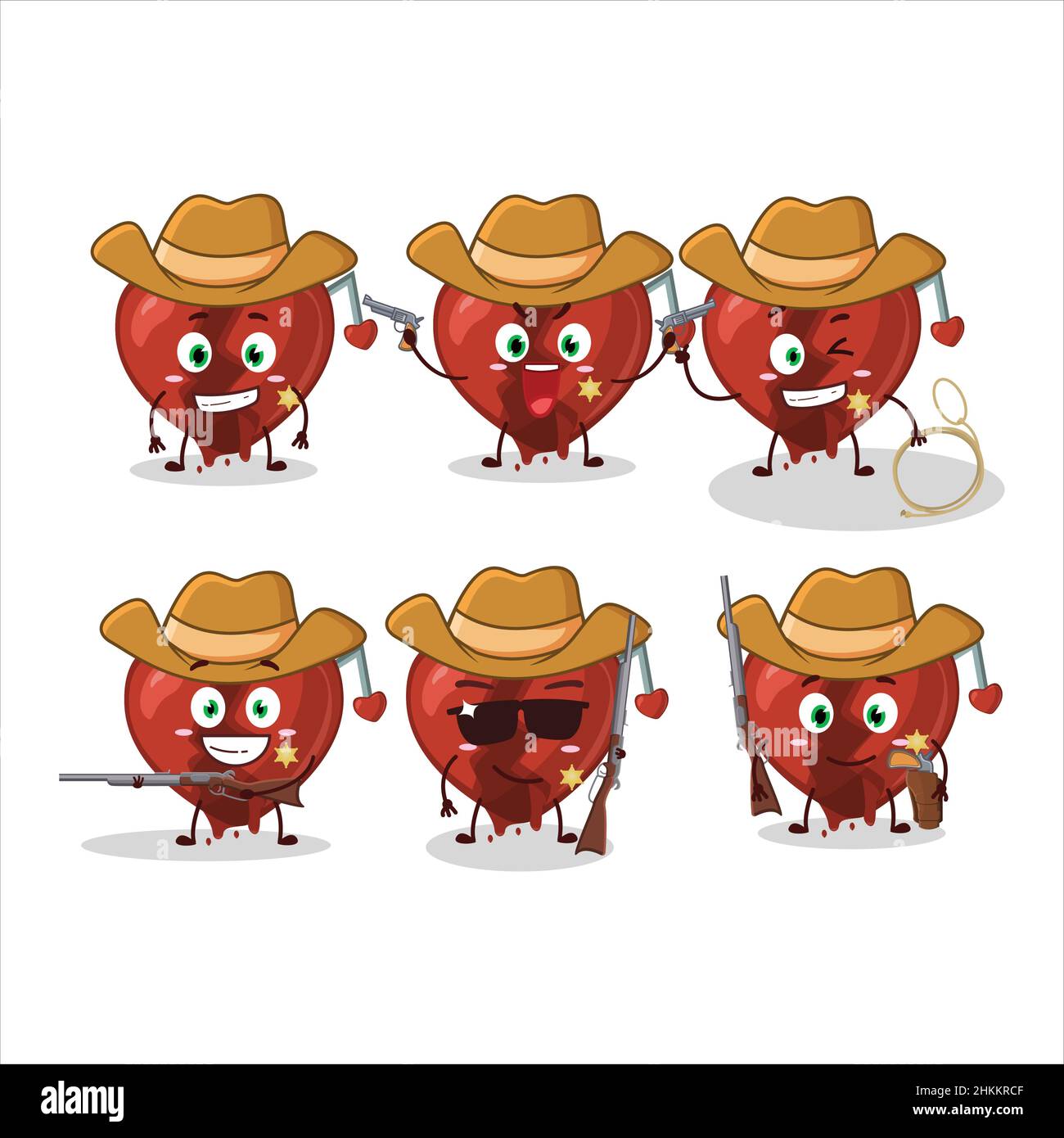 Cool cowboy broken heart love cartoon character with a cute hat. Vector ...