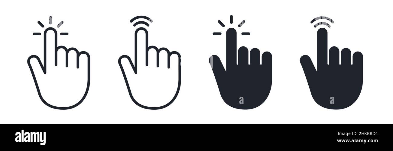 Hand finger click or touch button symbol vector illustration icon set ...
